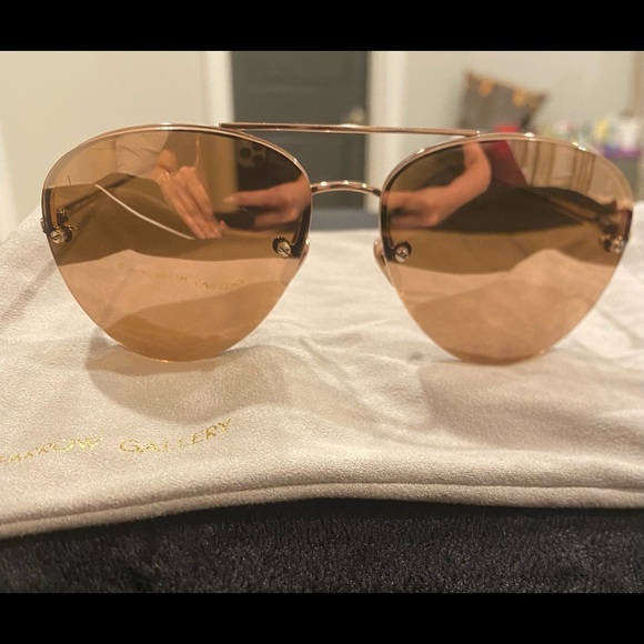 Linda Farrow | Accessories | Linda Farrow Rose Gold Frameless Aviator ...